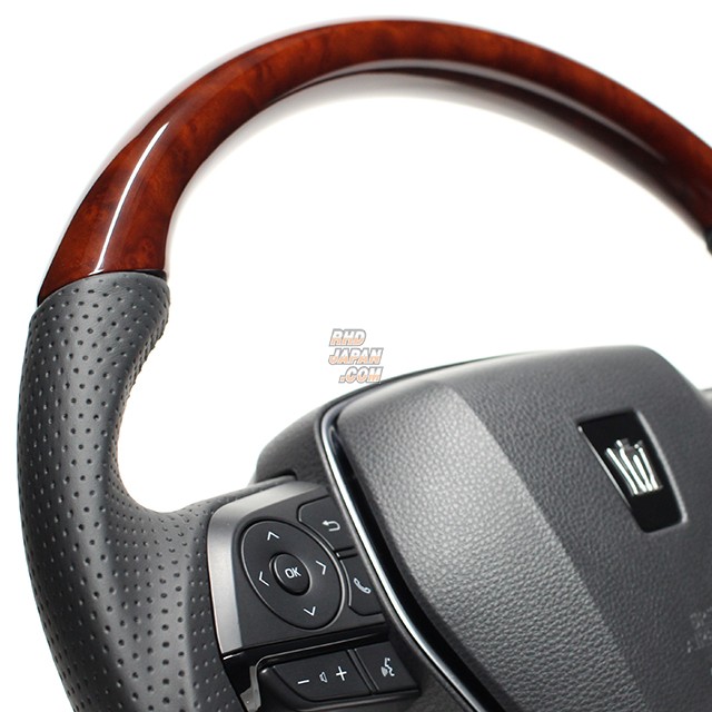 Real Premium Series Steering Wheel Soft D-Shape Brown Wood Black ...
