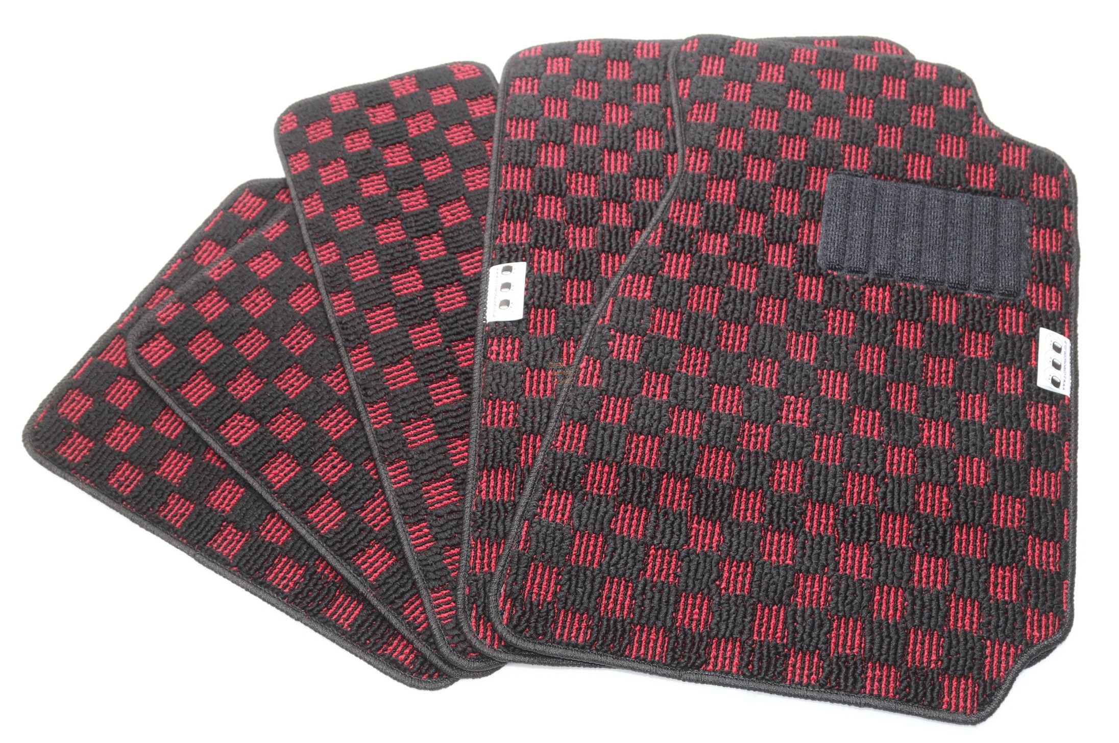 G-Corporation Checkered Floor Mat Set Black x Red - Trueno AE86 - RHDJapan