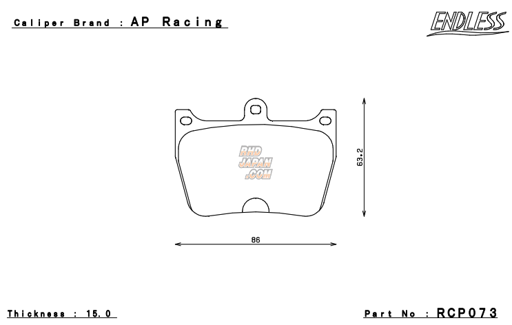 Endless Brake Pads Set Type-R AP Racing Caliper 8-Pot 8-Pad CP4848 ...