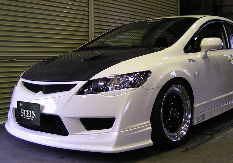 Feel's Front Half Spoiler Plain Weave Carbon - Civic Type-R FD2 - RHDJapan