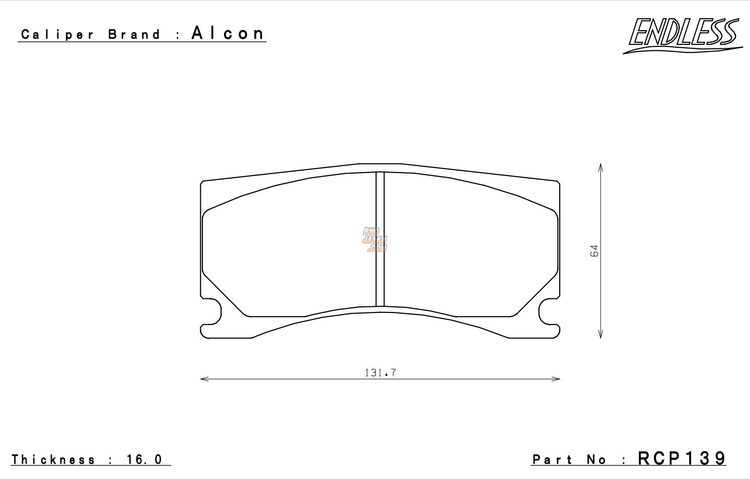Endless Brake Pads Set CC-Rg Alcon Mono Block Caliper 4-Pot - RCP139 ...
