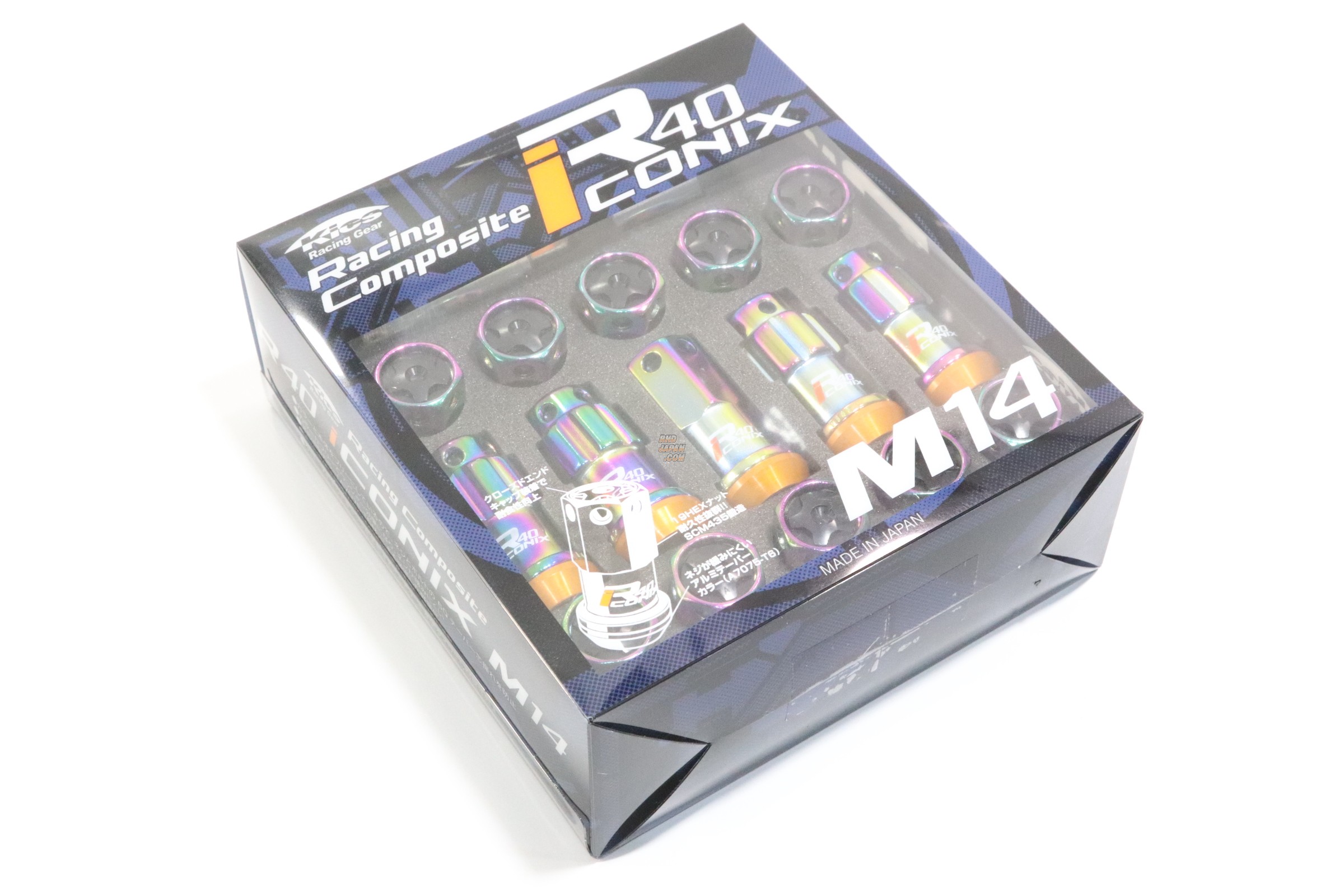 KYO-EI KICS Racing Gear Racing Composite R40 iCONIX Lock & Nut Set Neochro Body - Black Aluminum ...