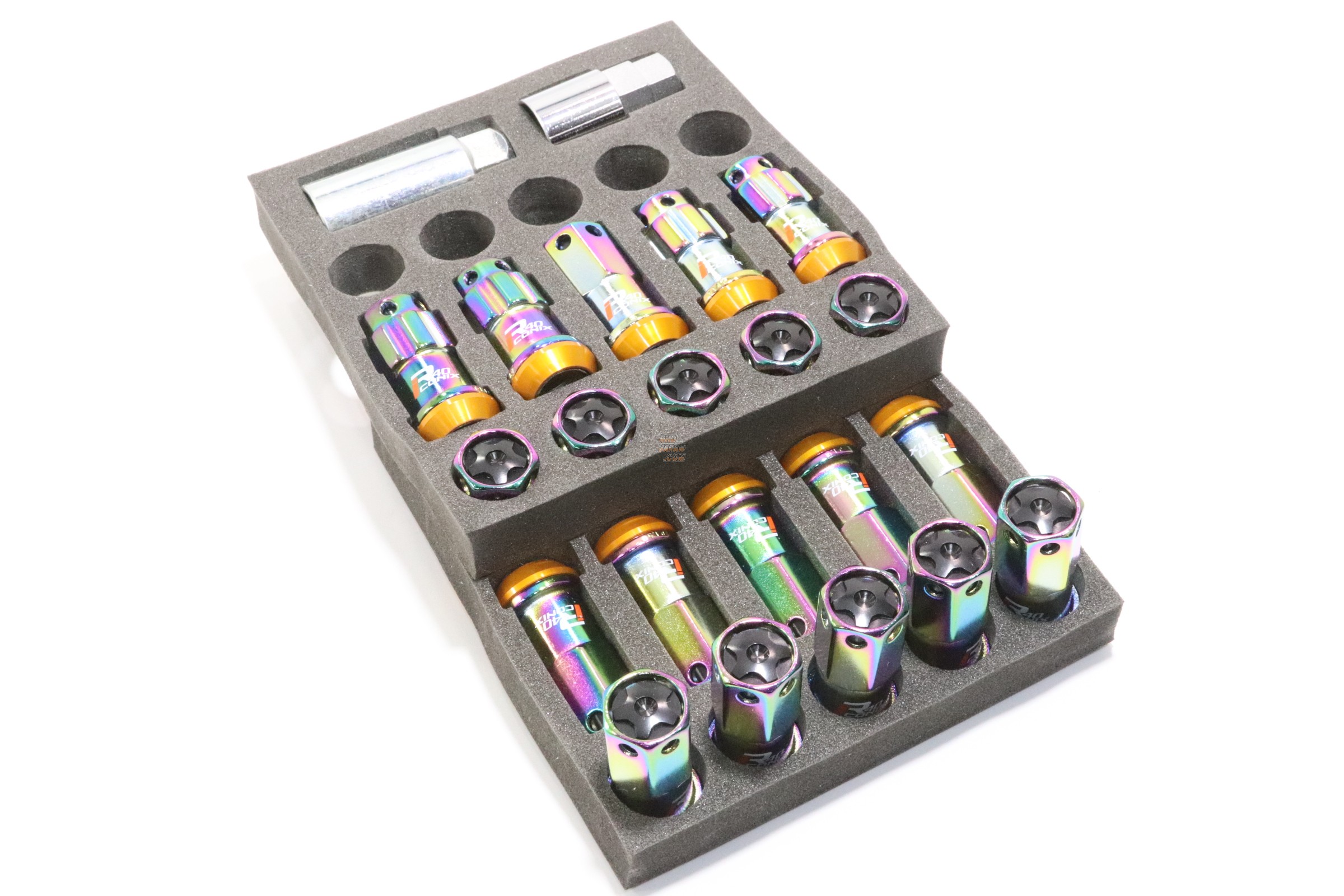 KYO-EI KICS Racing Gear Racing Composite R40 iCONIX Lock & Nut Set Neochro Body - Black Aluminum ...