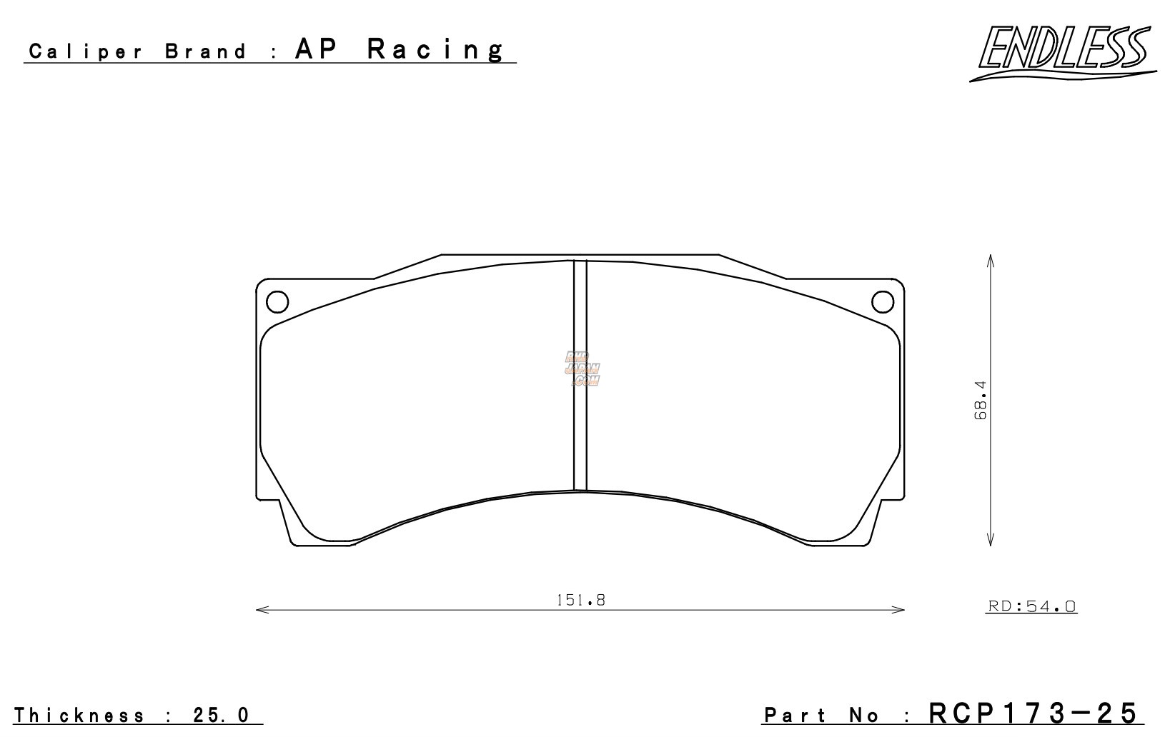 Endless Brake Pads Set Circuit Compound CC43 (N35S) AP Racing Caliper ...