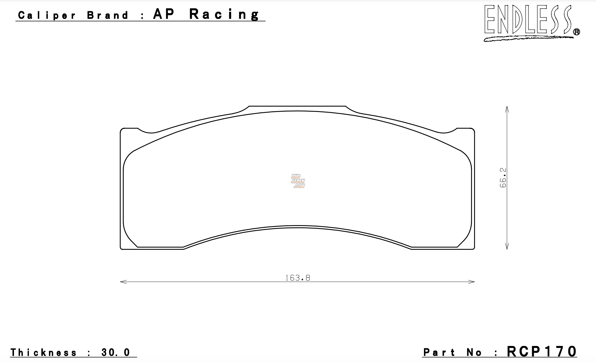 Endless Brake Pads Set Type-R AP Racing Caliper - RCP170 16mm - RHDJapan