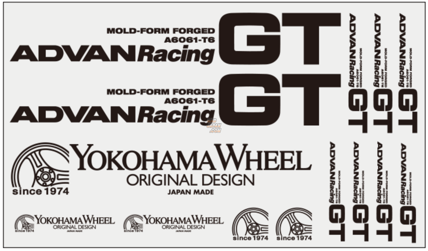 Advan Brand Logo Sticker Sheet Set - Advan Racing GT Black - RHDJapan