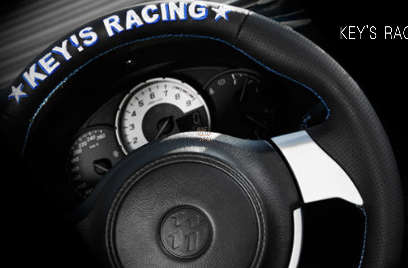 KEY`S Racing Steering Wheel Black Leather Light Blue Stitch KEYS-86BRZ ...