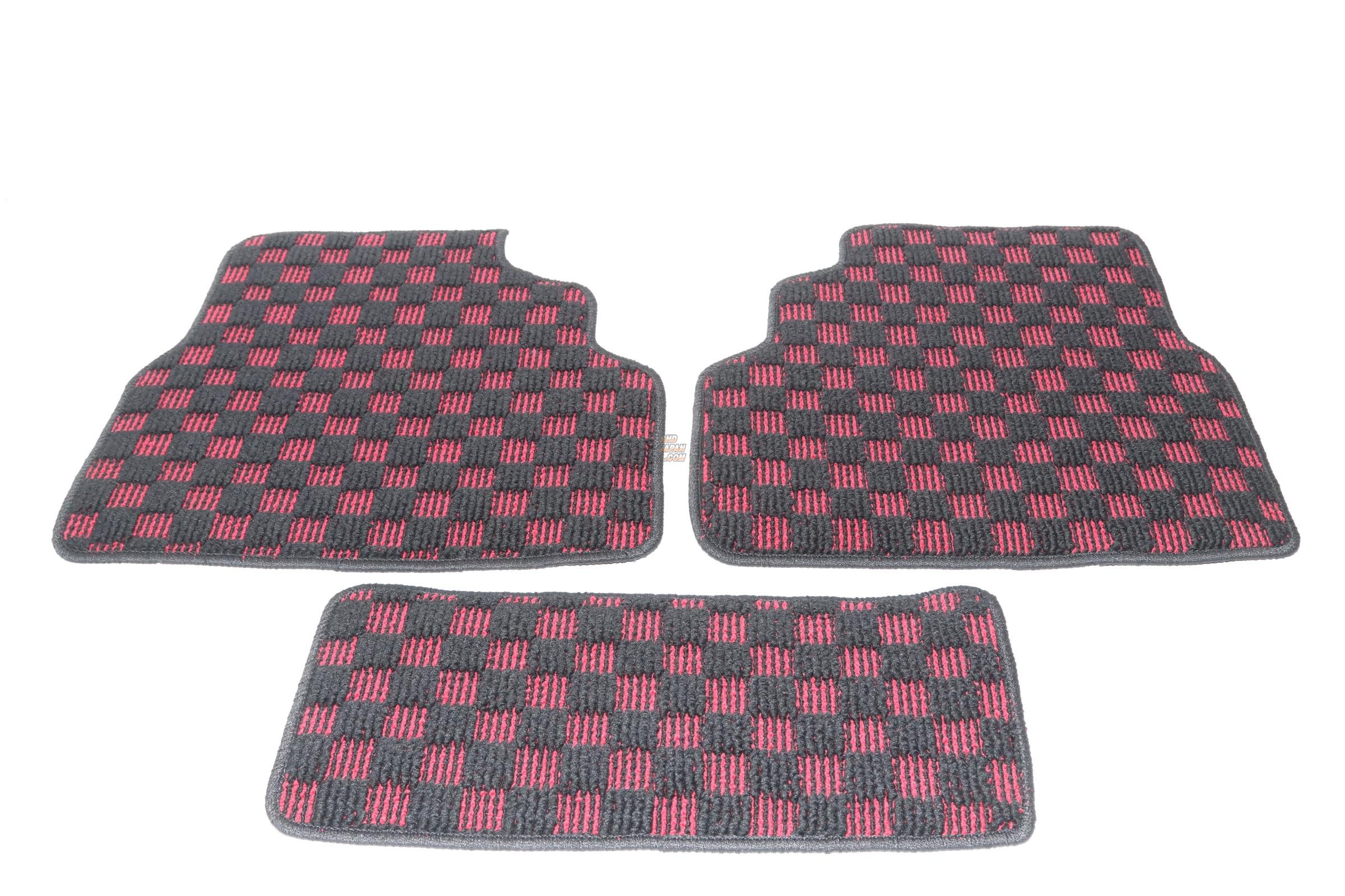 G-Corporation Checkered Floor Mat Set with Clip Hole Black x Red 2WD ...