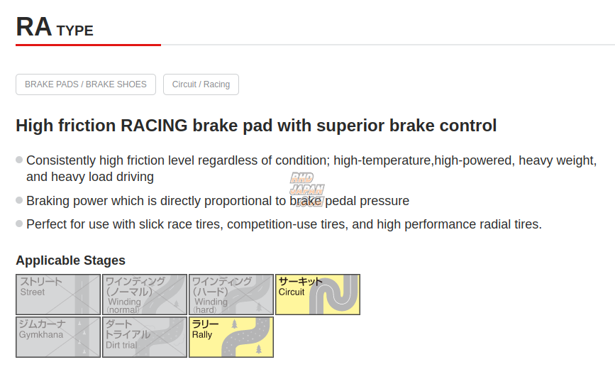 Dixcel High Performance Circuit & Racing Brake Pads Set RA Type Front - Civic Type-R Lancer ...