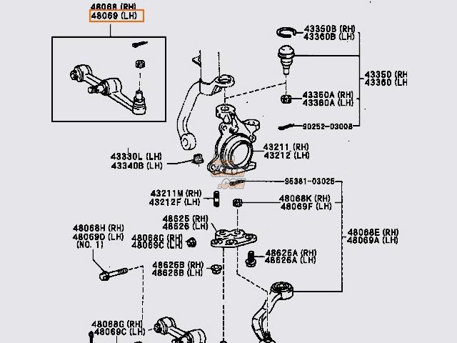 Toyota OEM Left Side Front Lower Arm No.1 Sub Assembly AE111 BZR - RHDJapan