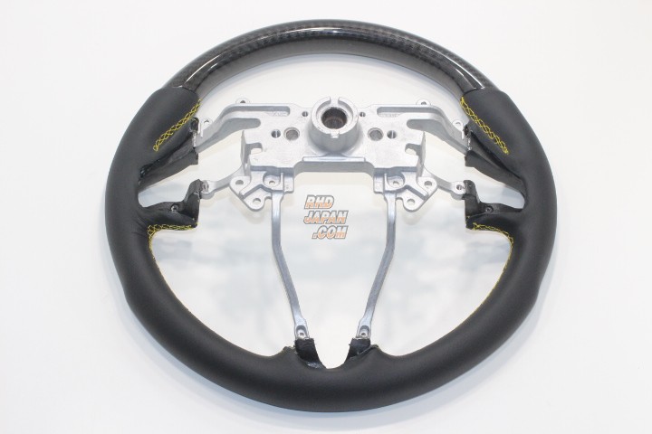 J's Racing Sports Steering Wheel - Carbon Black Leather Yellow Stitch ...