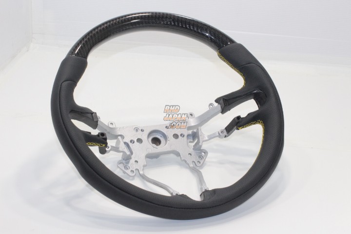 J's Racing Sports Steering Wheel - Carbon Black Leather Yellow Stitch ...