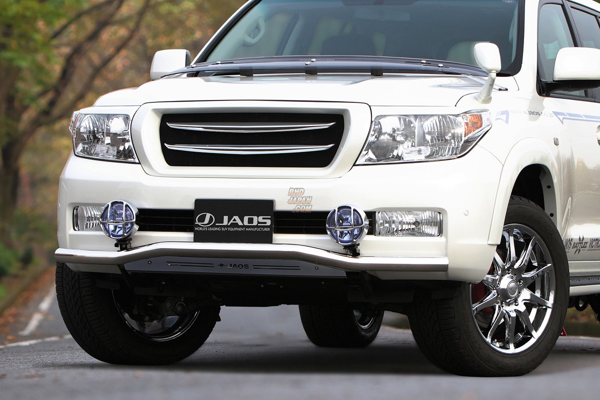JAOS Skid Bar Front Polished Bar Black Plate - Land Cruiser UZJ200W ...
