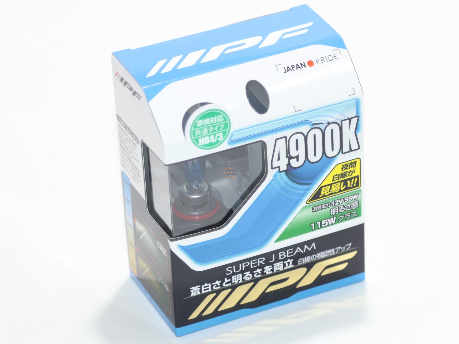 IPF Halogen Headlamp Light Bulb Set SJB49K 4900K - HB4 HB3 - RHDJapan