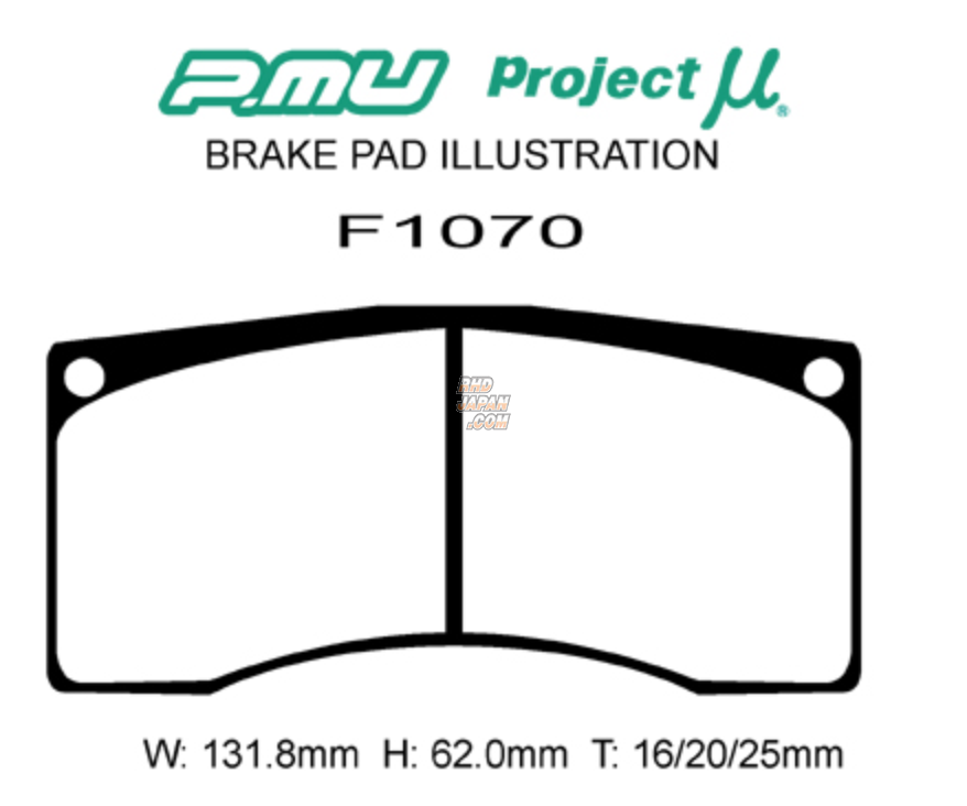 Project Mu Brake Pads Type Racing999 AP Brembo 4 Pot RD43 - F1070-2 20mm - RHDJapan